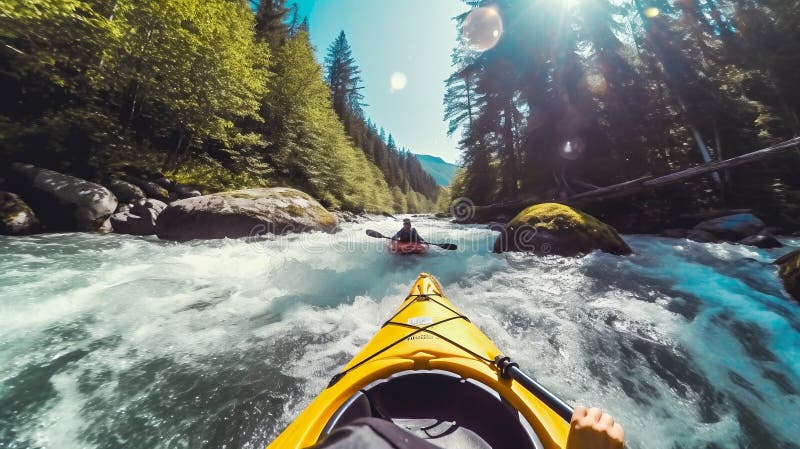 First-person View Whitewater Kayaking Extreme Kayaking. Generative AI ...