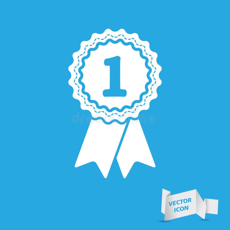 First Place Award Badge with Ribbons Icon Stock Vector - Illustration ...