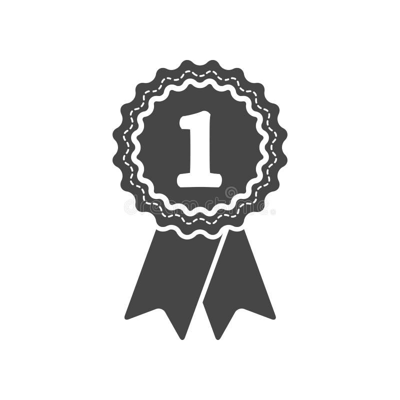 First Place Award Badge with Ribbons Icon Stock Vector - Illustration ...