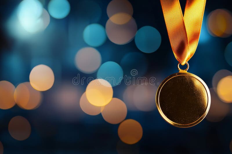 First Place in Competitions with Gold Medal Winner Stock Image - Image ...