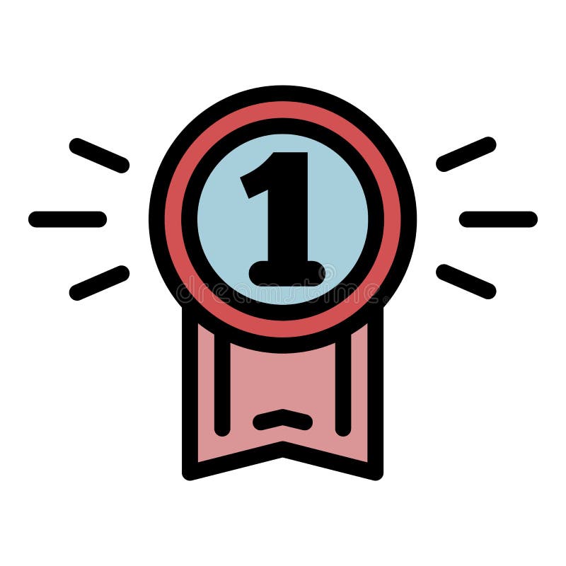 First Place Emblem Icon Color Outline Vector Stock Illustration ...