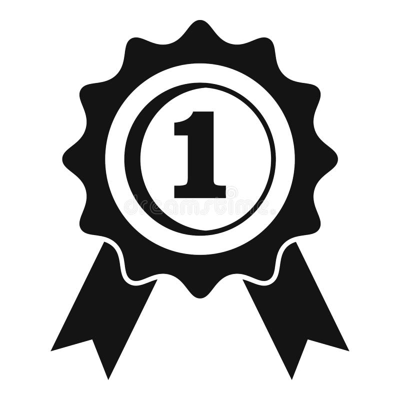 First Place Emblem Icon Simple Vector. Ribbon Medal Stock Vector ...