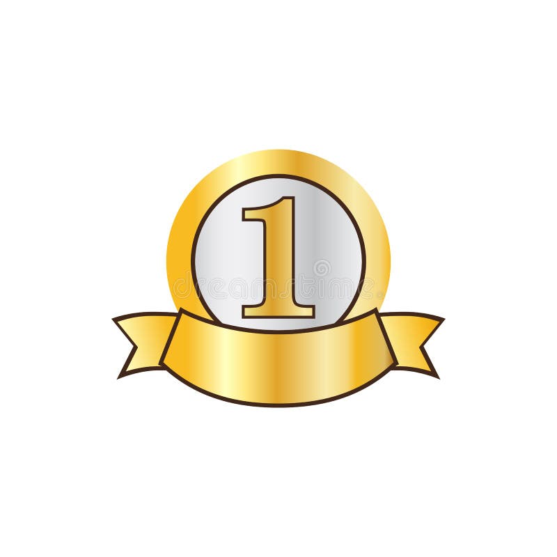 First Place Golden Label Icon, Flat Style Stock Vector - Illustration ...