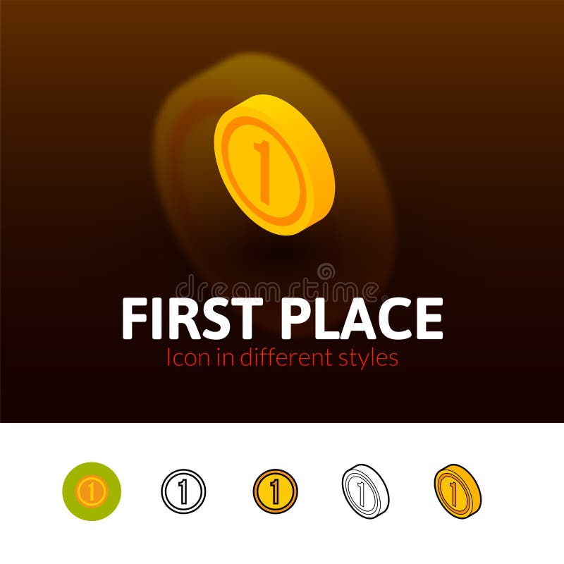 First Place Icon in Different Style Stock Vector - Illustration of ...