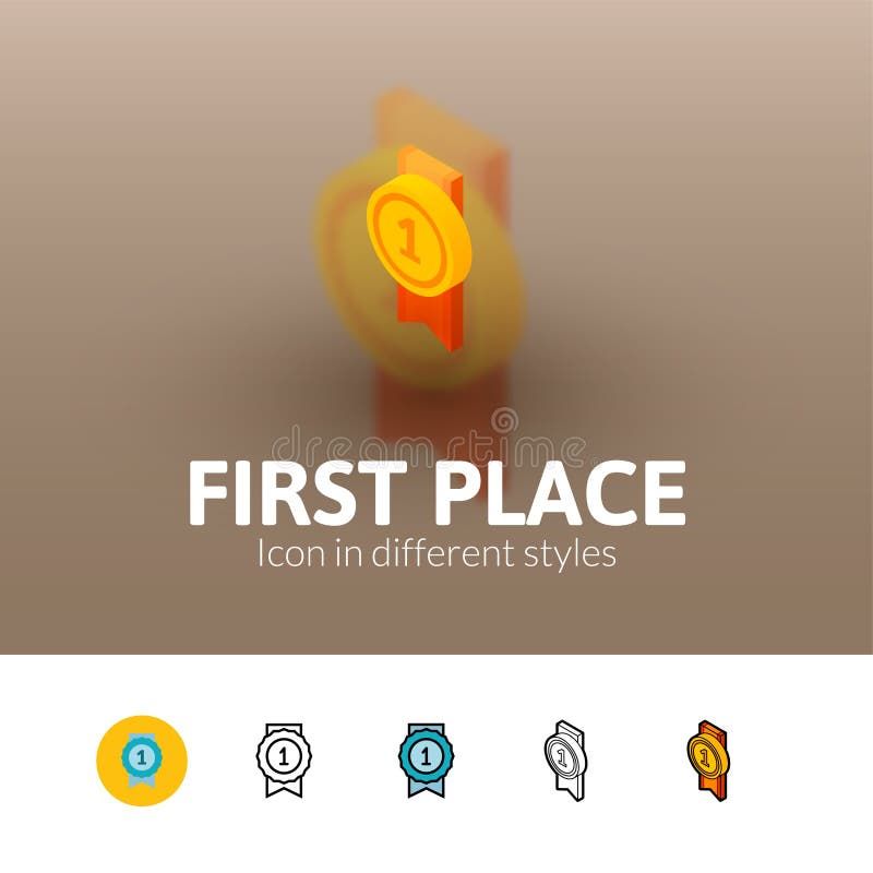 First Place Icon in Different Style Stock Vector - Illustration of ...