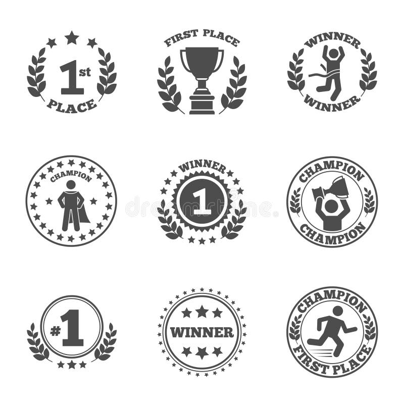First place icons set stock vector. Illustration of sticker - 54941013