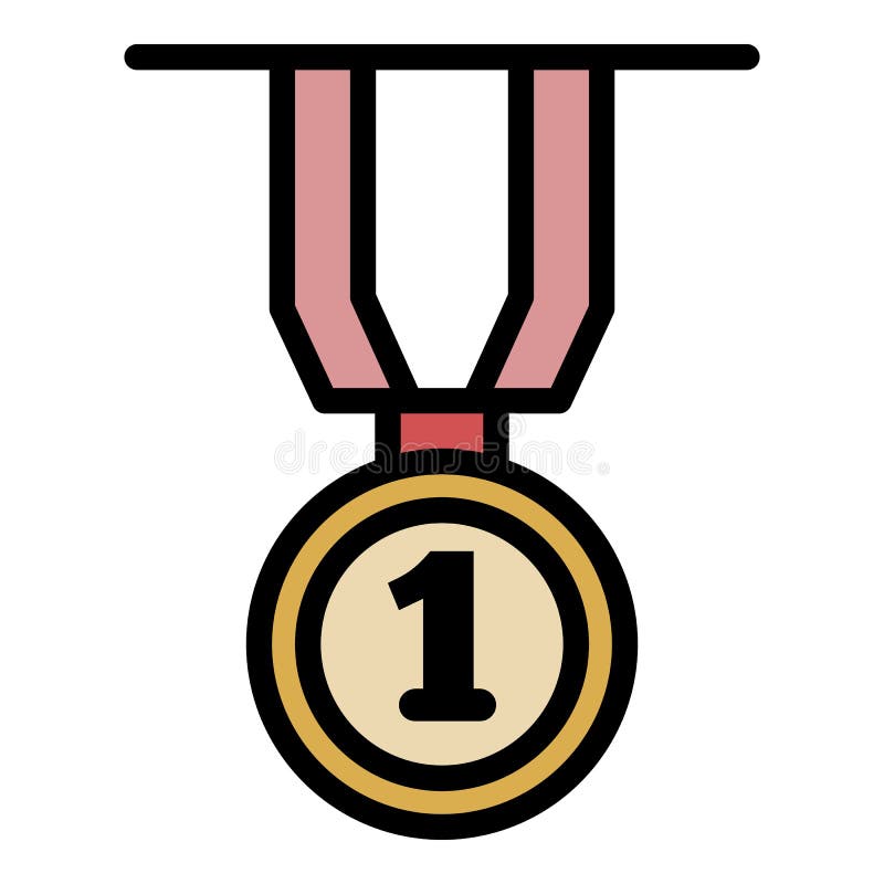 First Place Medal Icon Color Outline Vector Stock Vector - Illustration ...