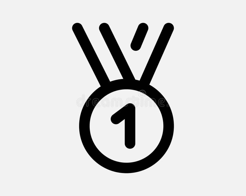 First Place Medal Line Icon Achievement Success Sign Symbol Vector ...