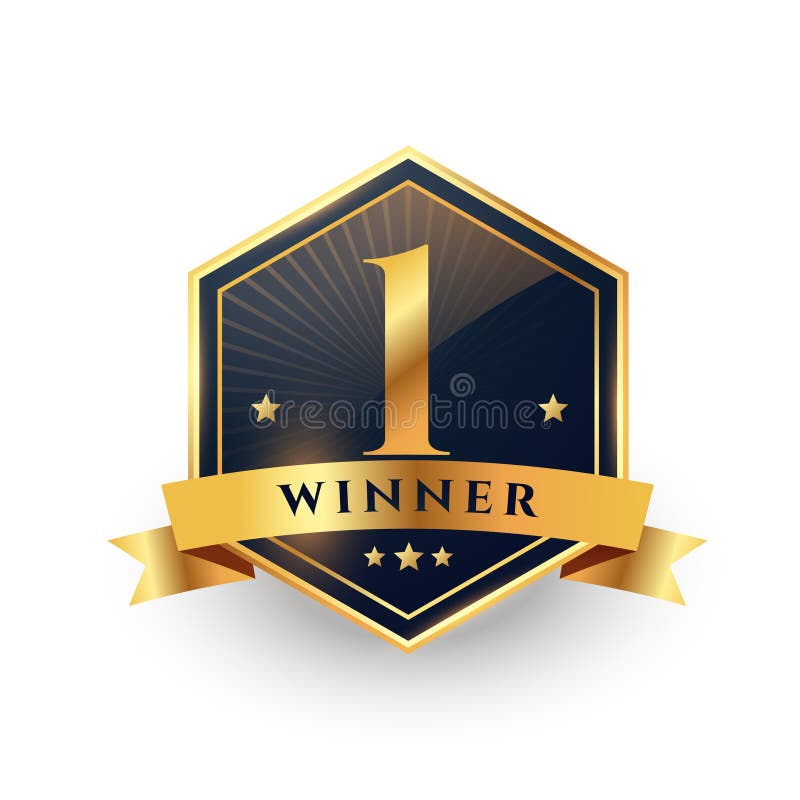 First Place Number One Winner Golden Label Design Stock Vector ...