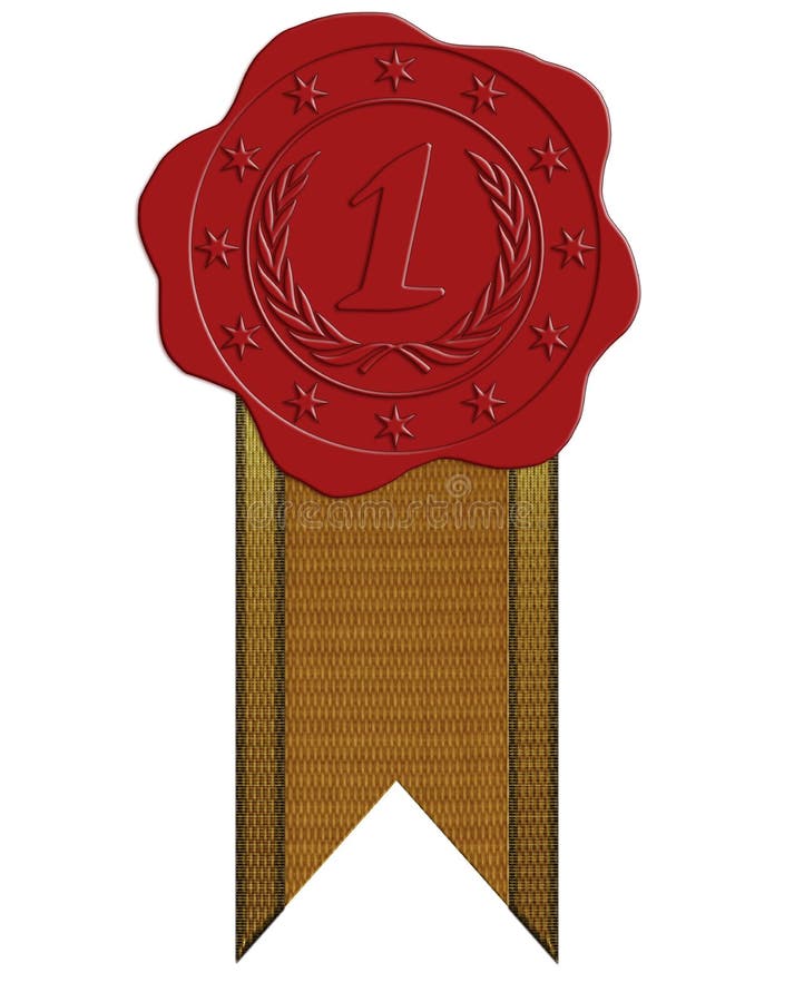 First Place Red Wax Seal with Ribbon Stock Illustration - Illustration ...