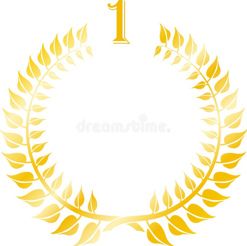First Place Round Frame of Gold Laurel and Crown Stock Vector ...