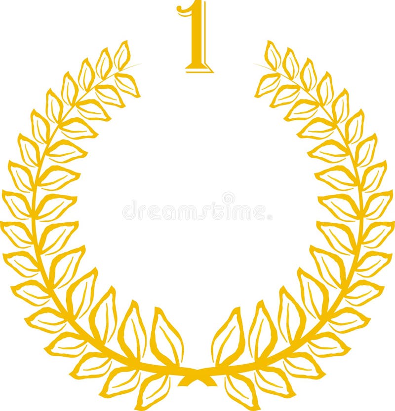 First Place Round Frame of Gold Laurel and Crown Stock Vector ...