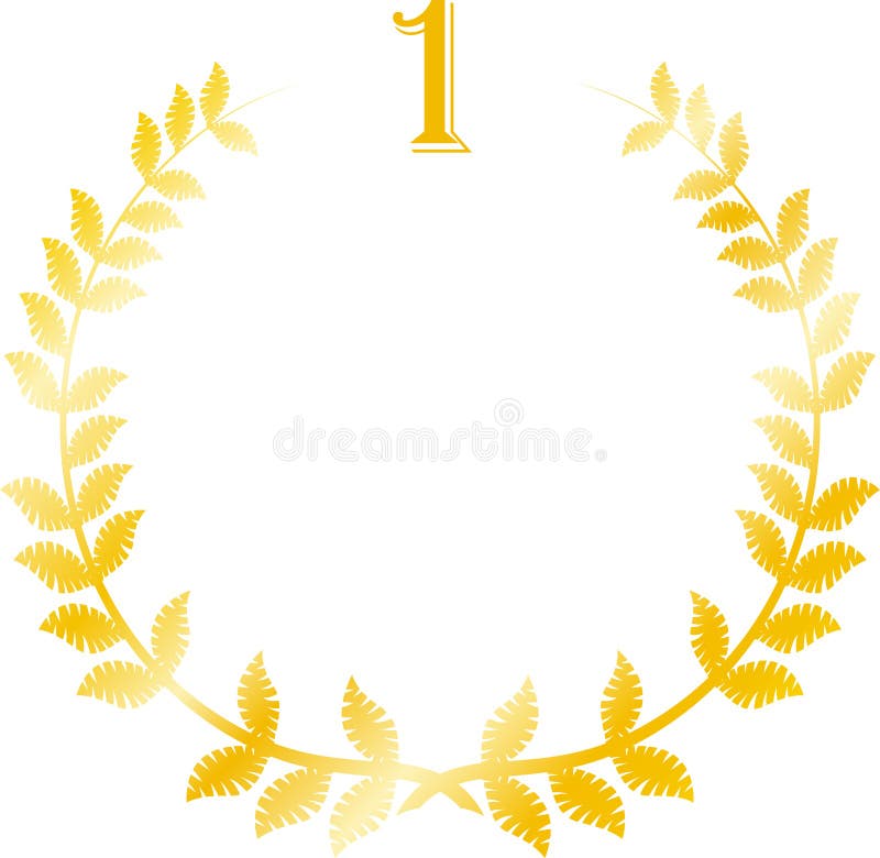 First Place Round Frame of Gold Laurel and Crown Stock Vector ...
