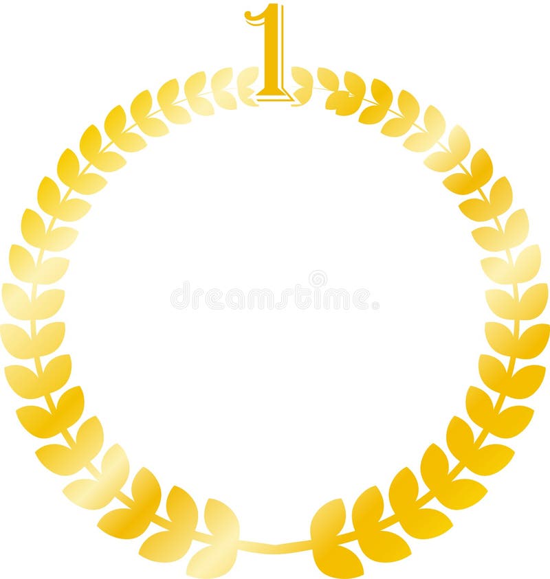 First Place Round Frame of Gold Laurel and Crown Stock Vector ...