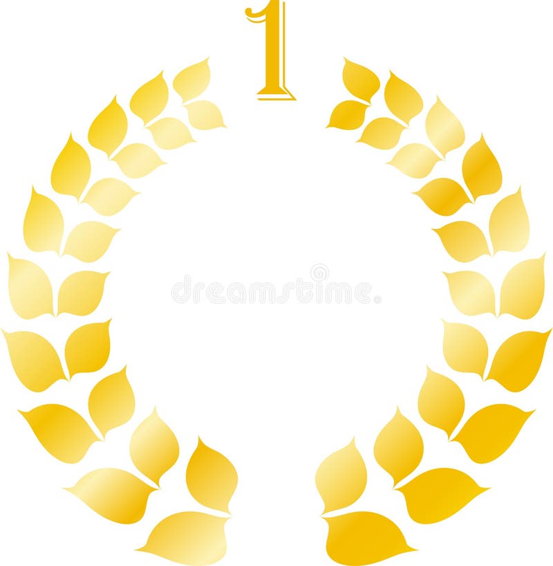 First Place Round Frame of Gold Laurel and Crown Stock Vector ...