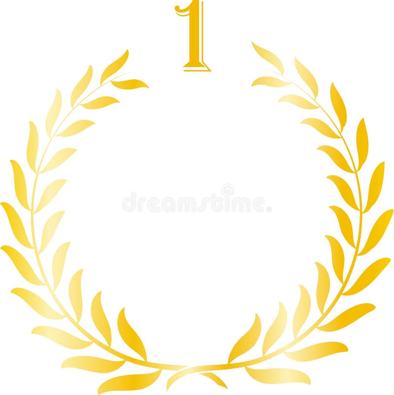 First Place Round Frame of Gold Laurel and Crown Stock Vector ...