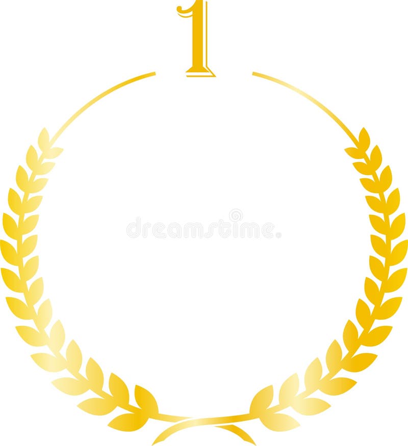 First Place Round Frame of Gold Laurel and Crown Stock Vector ...
