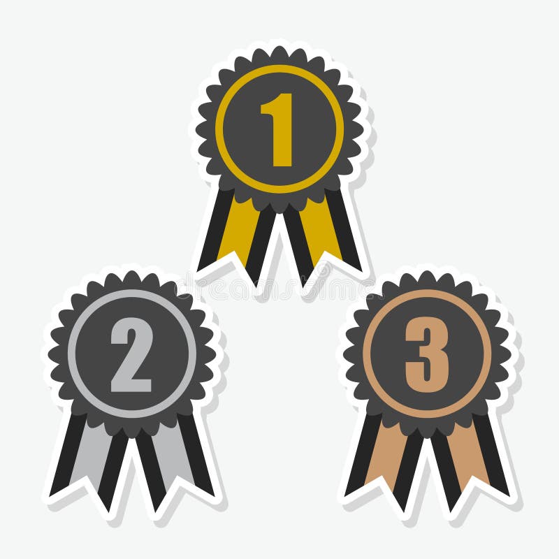 First Place Second Third Award Winner Badge Icon. Set Icons Colorful ...