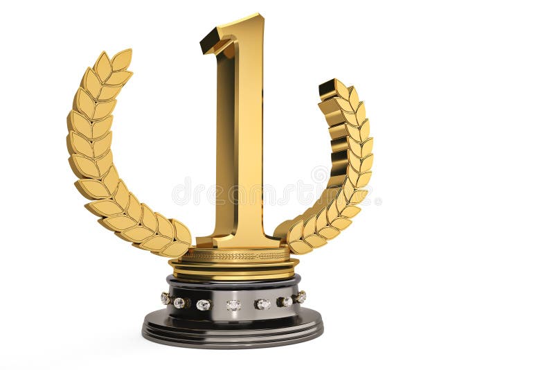 The First Place Trophy Isolated on White Background. 3D Illustration ...