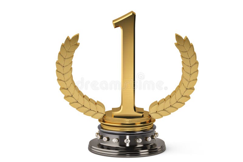 The First Place Trophy Isolated on White Background. 3D Illustration ...