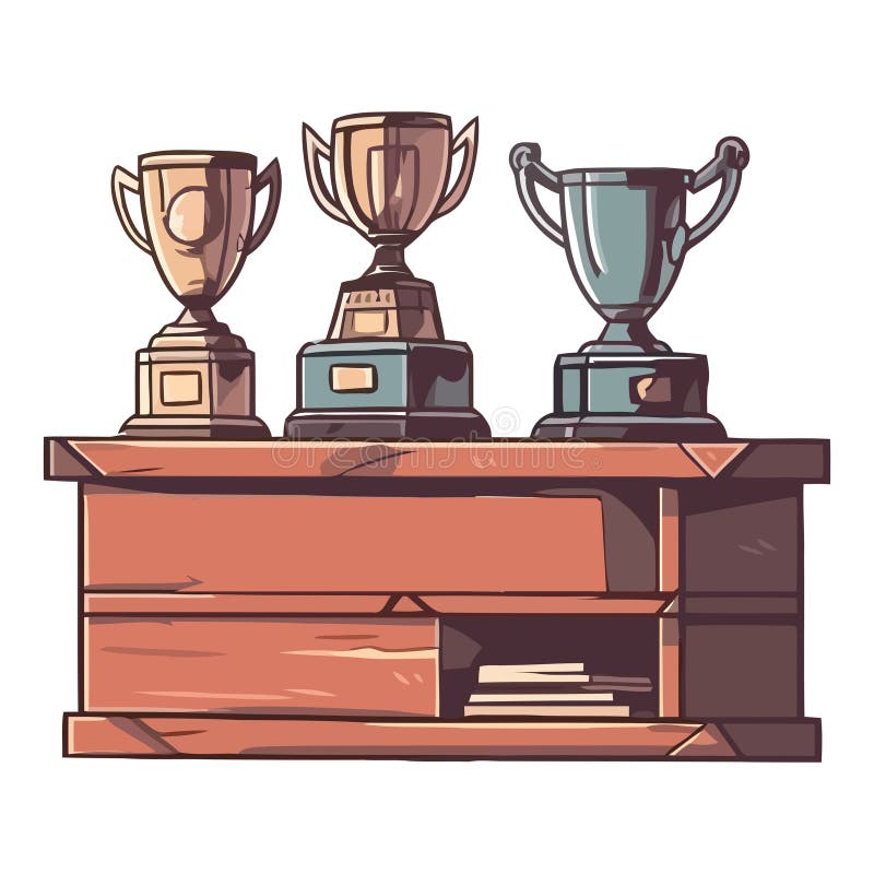 First Place Trophy on Shiny Metal Pedestal Stock Vector - Illustration ...