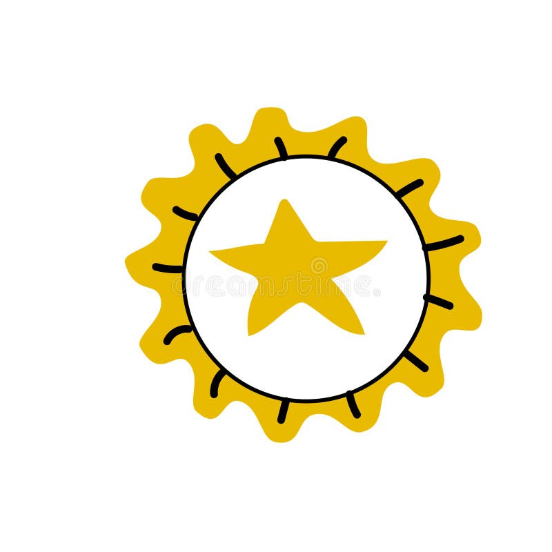 First Place or Win Doodle Icon with Star Stock Vector - Illustration of ...