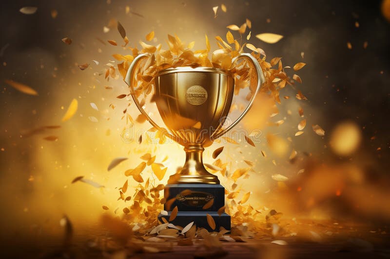 First Place Winners Trophy with Falling Confetti Stock Illustration ...