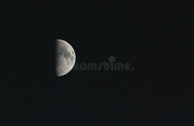 First Quarter Moon on Night Sky Stock Image - Image of night, luna ...