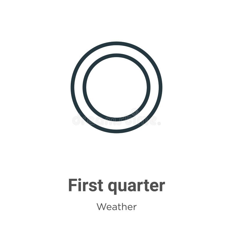 First Quarter Outline Vector Icon. Thin Line Black First Quarter Icon ...