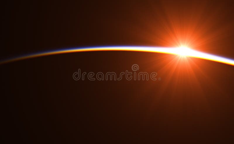 First Rays of the Sun Above the Earth Stock Illustration - Illustration ...