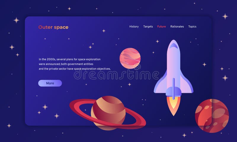 First Screen Space Exploration Template with a Spaceship and Planets ...