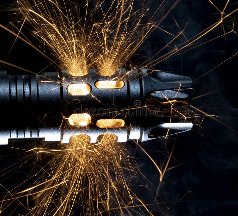 First Second when a Shot Leaves a Gun Barrel Stock Photo - Image of ...