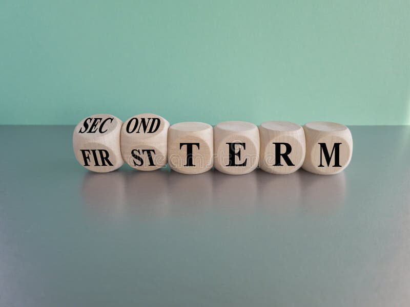 First or Second Term Symbol. Turned Wooden Cubes, Changes Words First ...