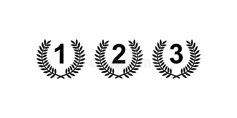 First, Second, Third Place Icons with Laurel Wreaths. Vector Icon ...