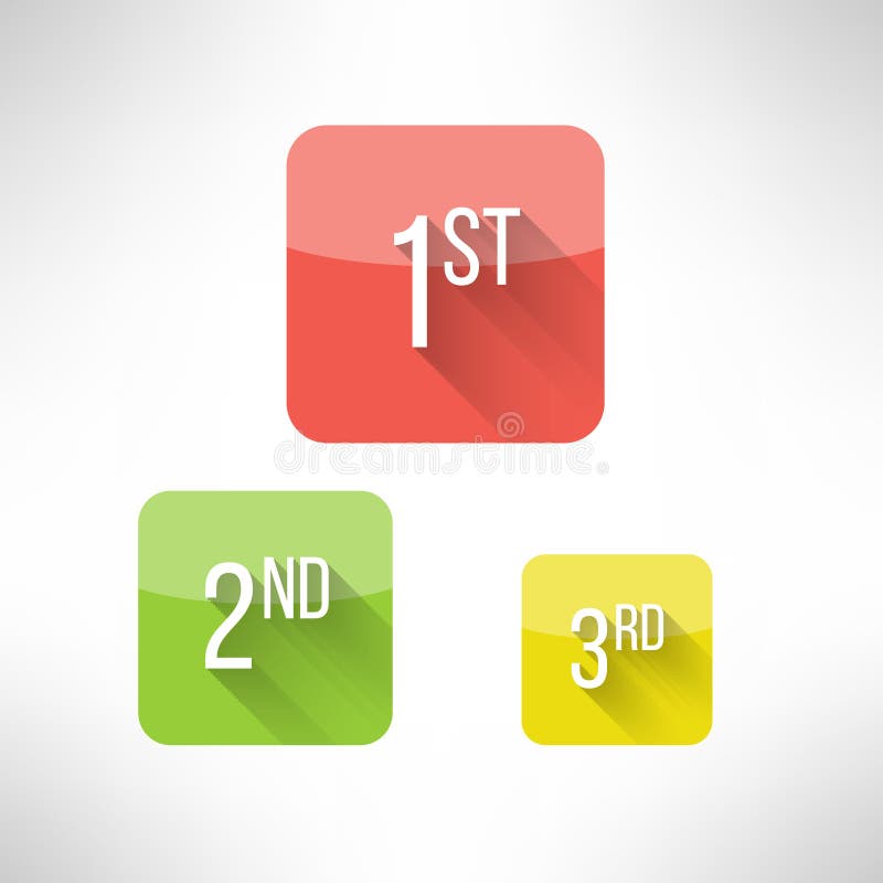 First Second and Third Place Icons Made in Modern Stock Vector ...