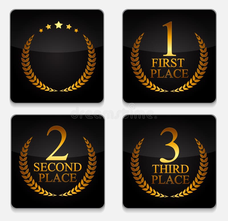 First, Second and Third Place Laurel Design Label Vector Illustr Stock ...