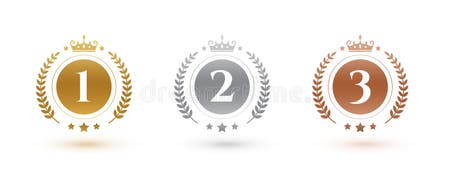 First, Second and Third Place Number Badge in Set Stock Illustration ...