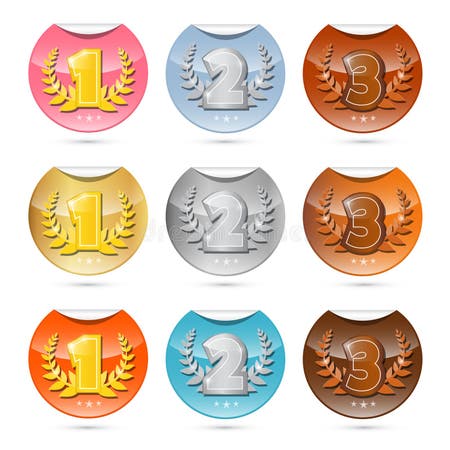 First, Second and Third Place Stickers Stock Vector - Illustration of ...