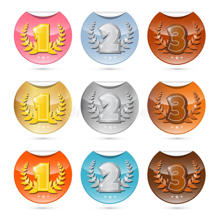 First, Second and Third Place Stickers Stock Vector - Illustration of ...