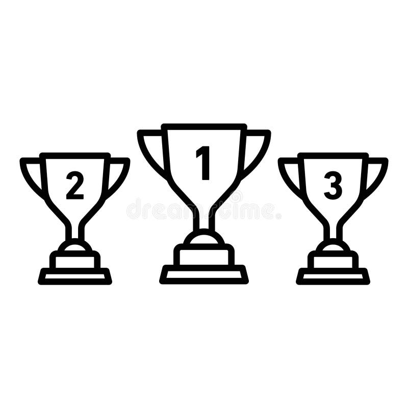 First Second Third Prize Trophy Cup Icon Set Award Illustrations for ...