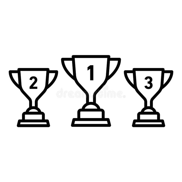 First Second Third Prize Trophy Cup Icon Set Award Illustrations for ...
