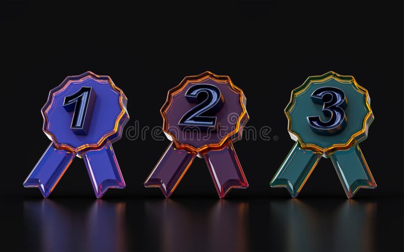 First Second Third Rank Badge Sign with Glass Morphism Effect Stock ...