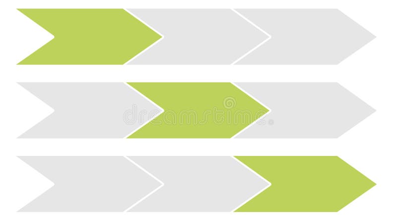 First, Second and Third Step Arrow Grey and Green Stock Illustration ...
