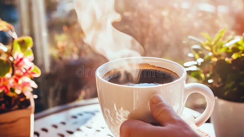 First Sip of Coffee with Steam Rising, Monday Morning, Invigorating ...