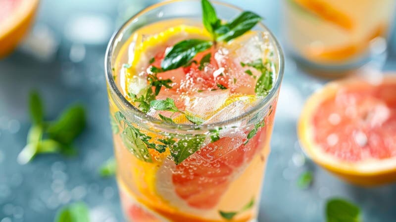 The First Sip of a Refreshing Citrus and Herb Mocktail Sparking ...