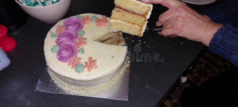 First Slice of Birthday Cake Stock Image - Image of cake, dessert ...