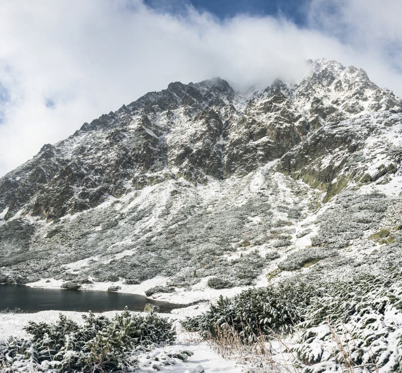 First snow stock image. Image of winter, lake, mountains - 27263905
