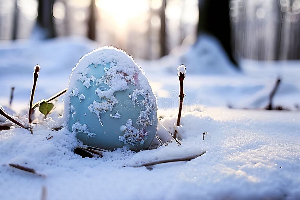 First Snow Easter the First Snowfall Reveals Hidden Eggs As it M Stock ...