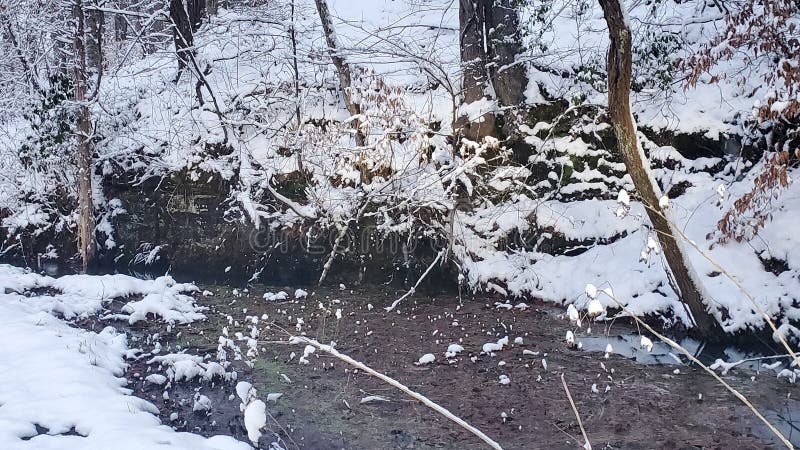 First Snow Fall in the Country Stock Photo - Image of water, autumn ...