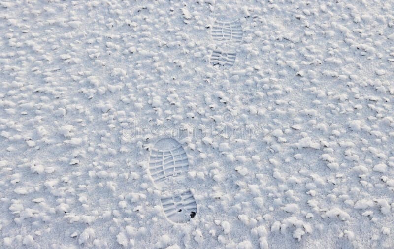 First Snow and Footprints on it Stock Image - Image of people ...